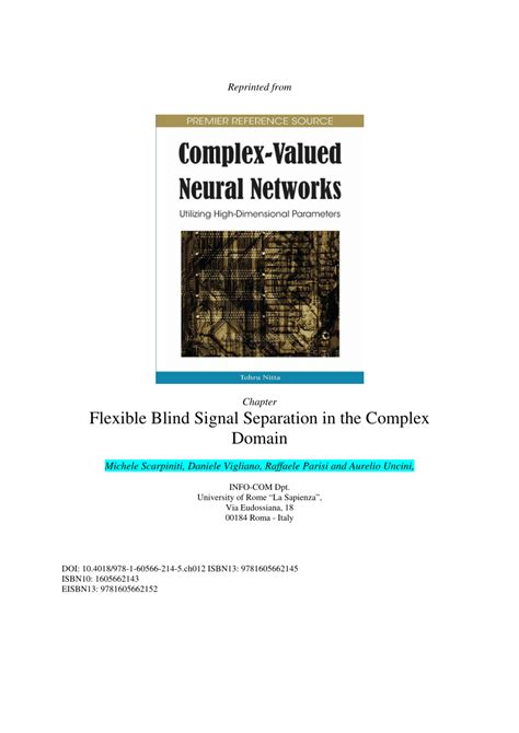 Pdf Flexible Blind Signal Separation In The Complex Domain