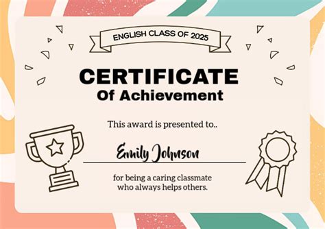 Modern And Minimal Colorful Classroom Certificate Of Achievement
