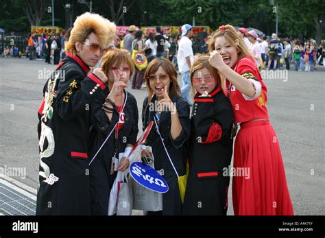 Japanese Youths Dressed In Tokyo Street Fashion Yoyogi Park Harajuku