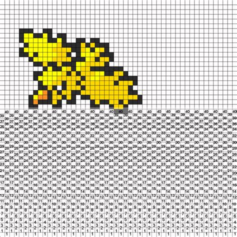 Zapdos Sprite Perler Bead Pattern Bead Sprites Misc Fuse Bead Patterns