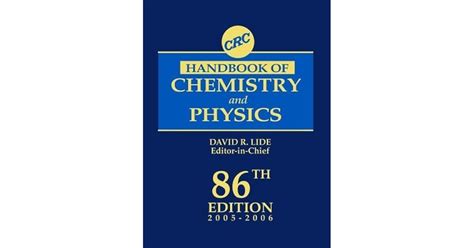 CRC Handbook Of Chemistry And Physics 86th Edition By David R Lide