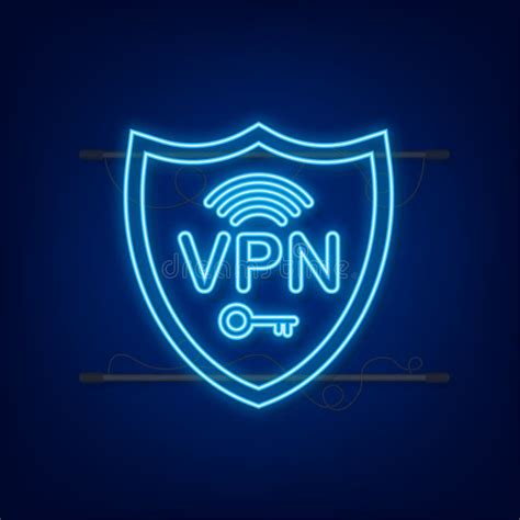 Secure Vpn Connection Concept Virtual Private Network Connectivity Overview Neon Style Stock