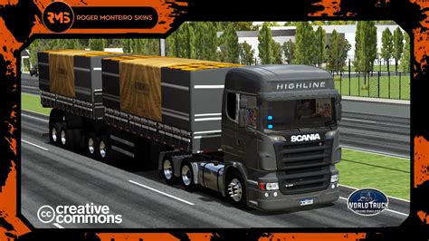 SKINS SCANIA R620 CINZA NO BITREM GRANELEIRO CARGA DE CAIXAS DE