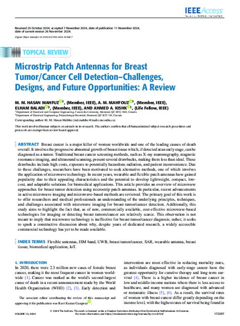 Pdf Microstrip Patch Antennas For Breast Tumorcancer Cell Detection