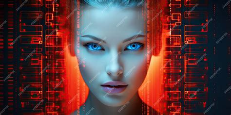 Premium Photo Beauty Gorgeous Woman Seen Through Screen With Code