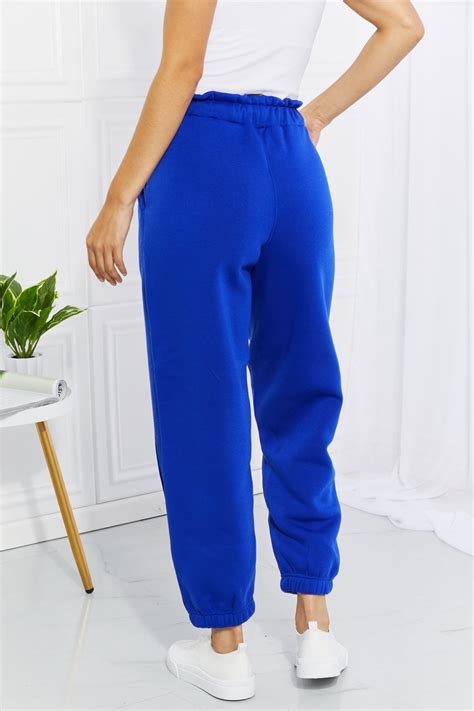 Zenana Full Size Cant Stop Me Paperbag Waist Joggers Anchor Blue Jeans