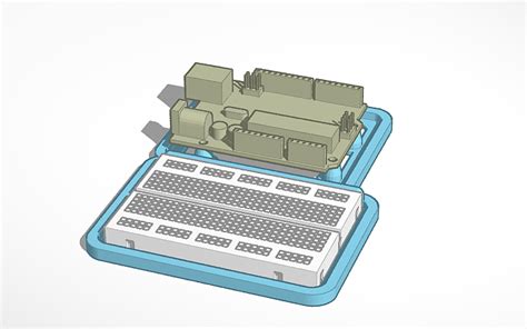 3d design arduino and breadboard holder tinkercad