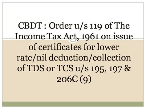 Cbdt Order U S 119 Of The Income Tax Act 1961 On Issue Of