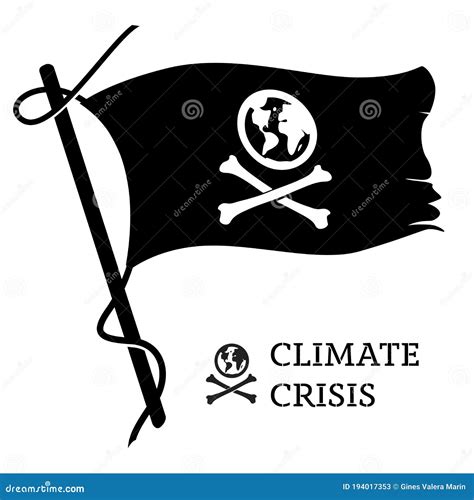 Climate Crisis Flag Global Warming Sign As A Pirate Symbol Stock