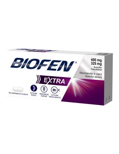 Biofen Extra 400 mg/325 mg 10 comprimate Biofarm
