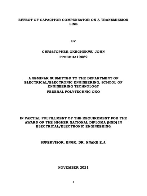 Effect Of Capacitor Compensator On A Transmission Line Pdf Electrical Equipment Force