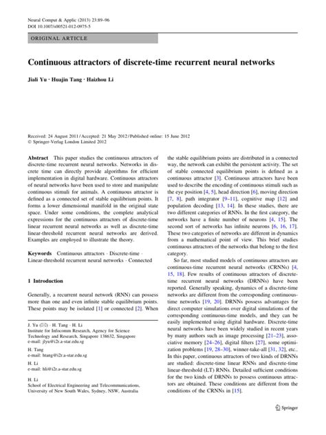 2013 1作 Neural Computing And Applications Pdf Eigenvalues And