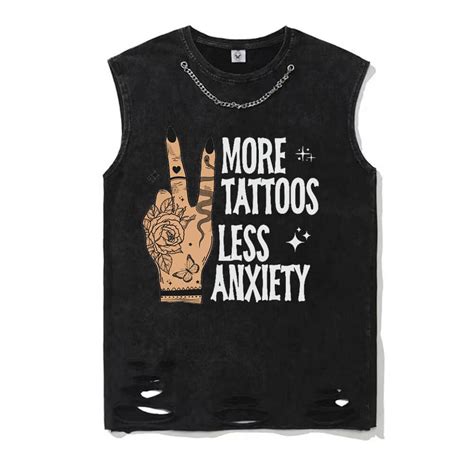 More Tattoos Less Anxiety Vintage Washed Vest Top Gthic