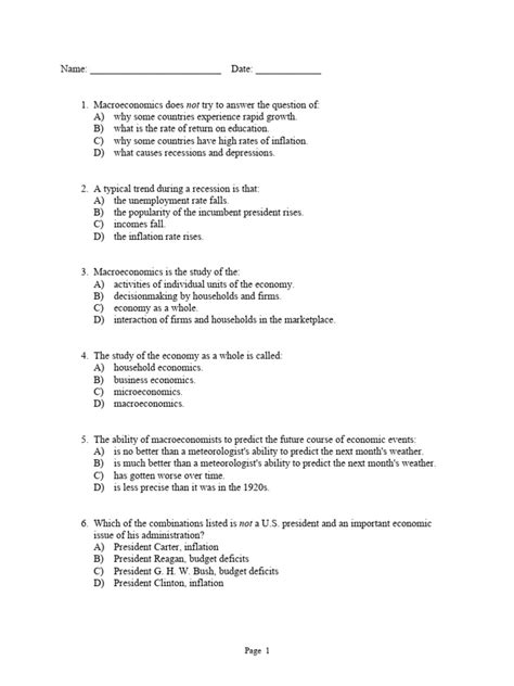 Chapter 1 Pdf Macroeconomics Recession