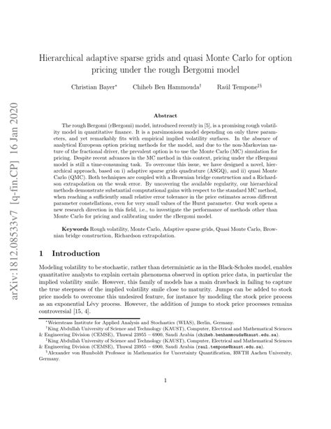 PDF Hierarchical Adaptive Sparse Grids And Quasi Monte Carlo For