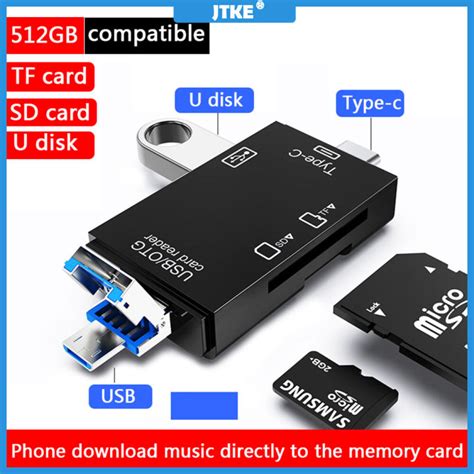 Jtke การ์ดรีดเดอร์ Sd Usb C 6 In 1เครื่องอ่านการ์ดหน่วยความจำอัจฉริยะ