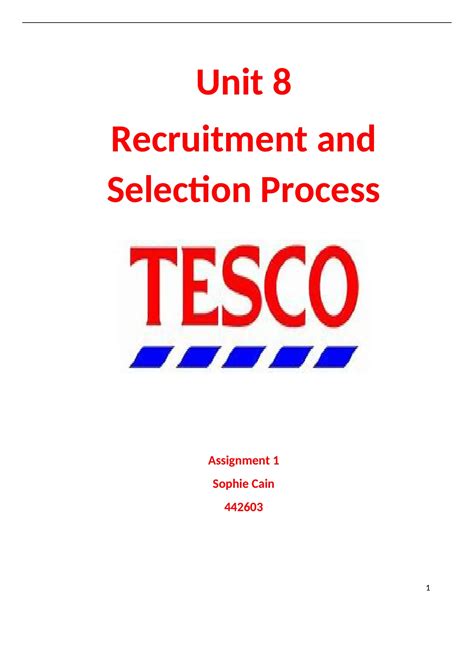 Unit 8 Assignment 1 Recruitment And Selection Process Distinction