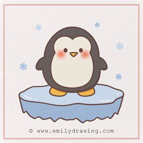 Cute Cartoon Penguin Drawing With Colour