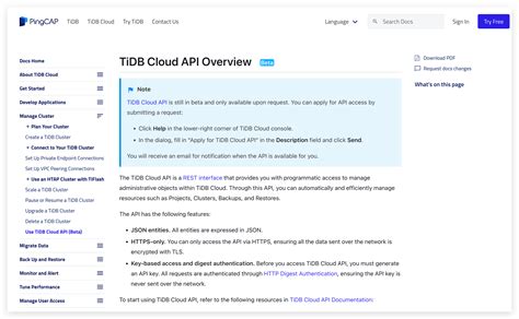 Integrate Tidb Cloud Api Docs Into Tidb Cloud Docs · Issue 10387