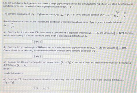 Solved Like The Formulas For The Hypothesis Tests About A Chegg