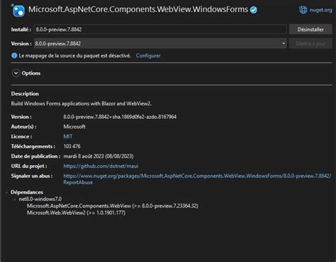 C Microsoft AspNetCore Components WebView WindowsForms Is Installed