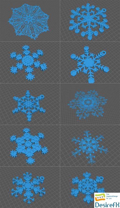 Download Snowflake Pack 3d Print Desirefxcom Download Snowflake Pack 3d Print Desirefxcom