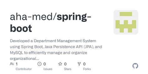 Github Aha Med Spring Boot Developed A Department Management System Using Spring Boot Java