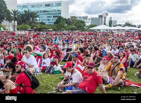 Brasília DF Brazil January 01 2023 The crowd listening to the