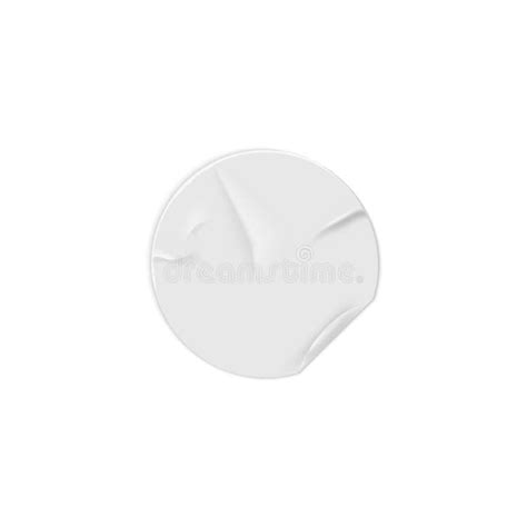 Glued Wrinkles Round White Paper Sticker Vector Realistic Icon