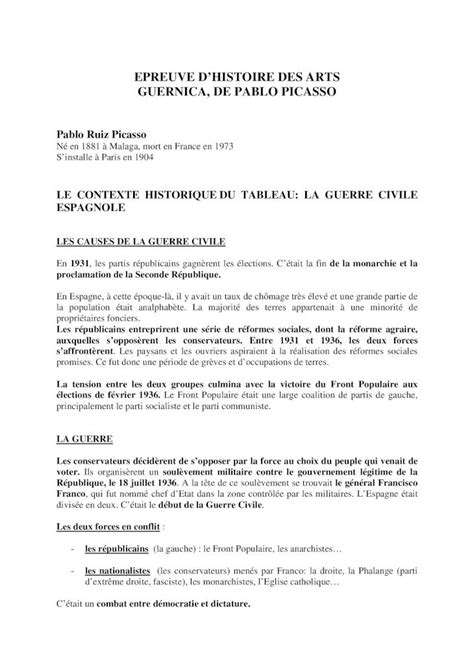 Pdf Epreuve Dhistoire Des Arts Guernica De Clgannefrankhdafree