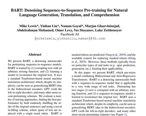 Bart Denoising Sequence To Sequence Pre Training For Natural Language