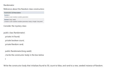 Solved Randomator Reference About The Random Class