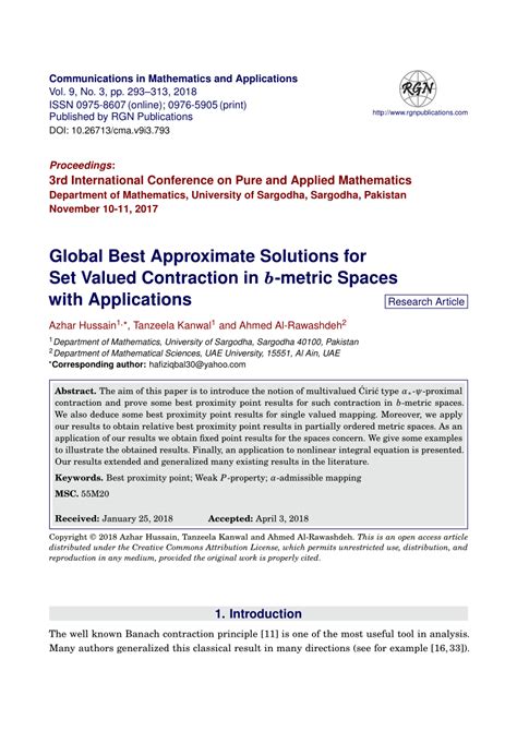 Pdf Global Best Approximate Solutions For Set Valued Contraction In B