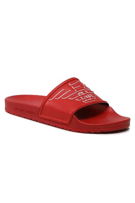 EMPORIO ARMANI Klapki Czerwone Z Logo