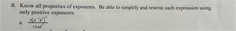 solved know all properties of exponents be able to simplify