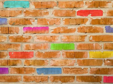 The Texture Of An Old Brick Wall With Stylized Multi Colored Bricks Stock Image Image Of