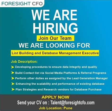 Neha Rajdev On Linkedin We Are Hiring Database Management Executive