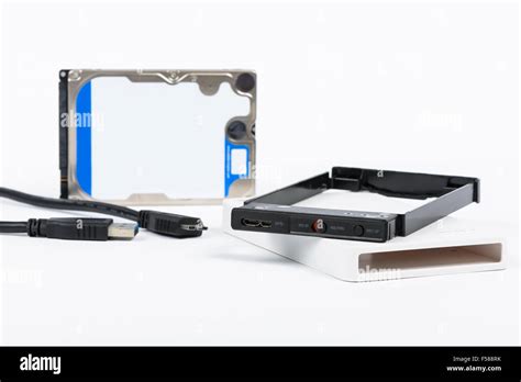 Components Of External Enclosure Case And 2 5 Inch Hard Disk Drive On A White Background Stock