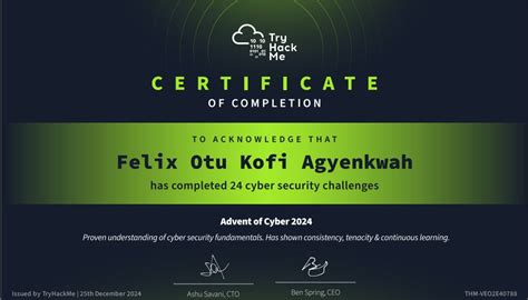 Felix Agyenkwah On Linkedin Tryhackme Cybersecurity Paakofinie