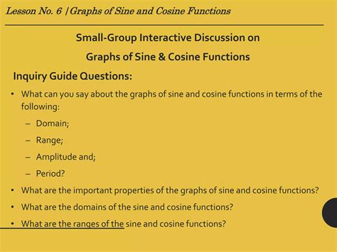 Lesson No Graphs Of Sine And Cosine Functions PPTX Geology Science