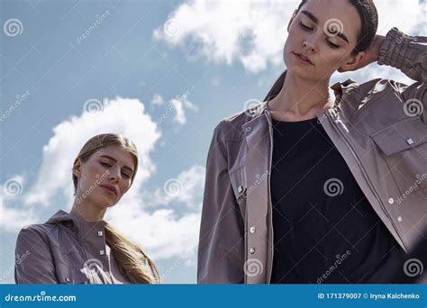 Beautiful Girl Walk In Rock Stone Beach Ocean Sea Summer Autumn Weather