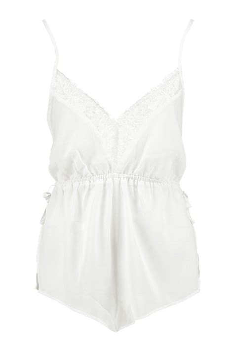 Boohoo Womens Faye Chiffon Lace Trim Sheer Teddy Ebay