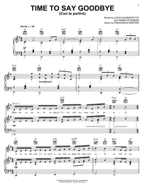 Time To Say Goodbye Sheet Music Direct