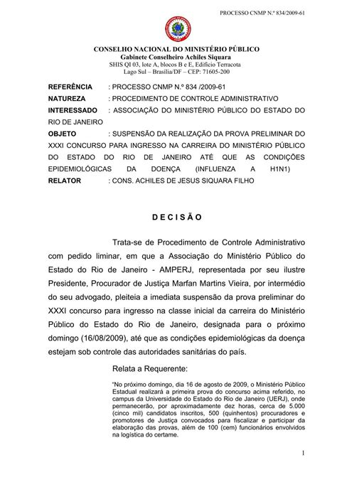DecisÃ£o De Arquivamento Perda Do Objeto Amperj