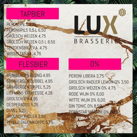 Borrelkaart Brasserie Lux