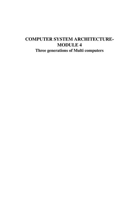 Computer System Architecture Three Generations Of Multi Computers COMPUTER SYSTEM