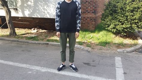 남자 카키바지 코디 카파져지 카모맨투맨 편한 데일리룩 네이버 블로그