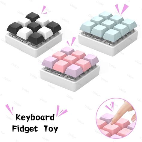 9 Keys Keyboard Key Toy Party Stress Relief Diy Fidget Button Keycap Fidget Keychain Keyboard