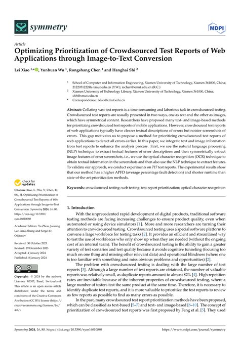 Pdf Optimizing Prioritization Of Crowdsourced Test Reports Of Web Applications Through Image