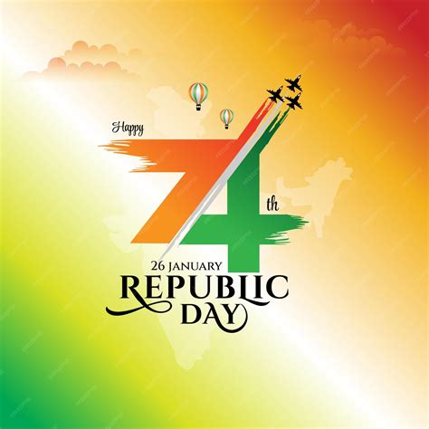 Premium Vector 74th India Republic Day Logo With Fighter Plane Typography